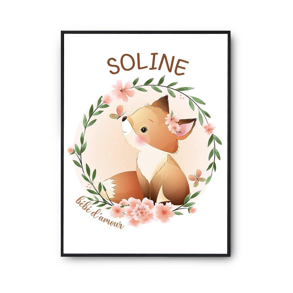 Affiche Soline Bébé d'amour Renard | Poster Décoration Murale ...